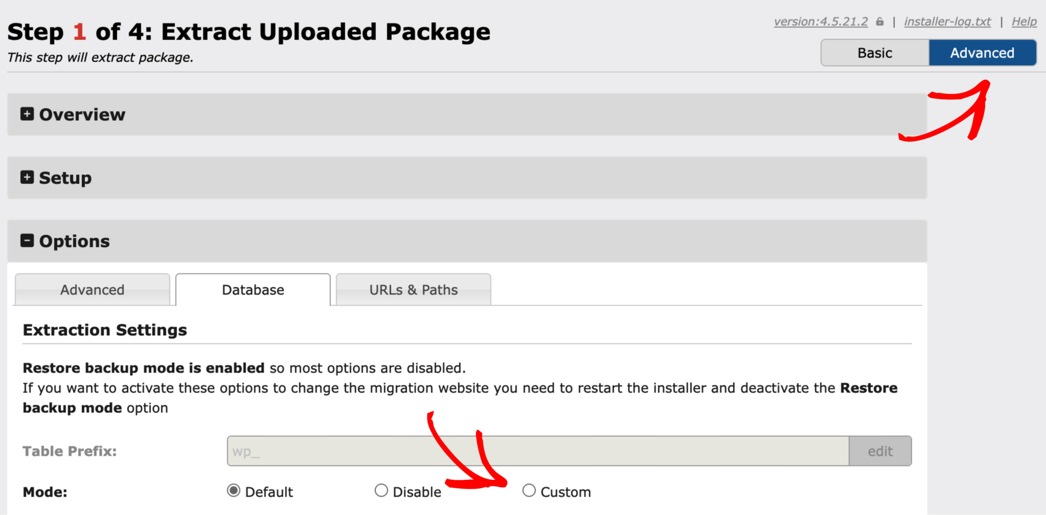 Resolving the installer database errors and warnings on the install report - Duplicator
