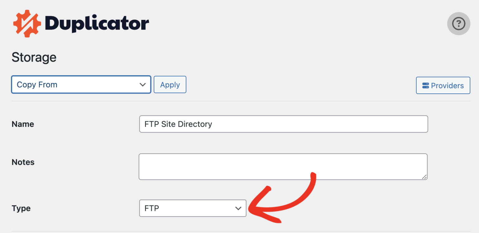 Memorizzazione del backup su SFTP/FTP - Duplicator