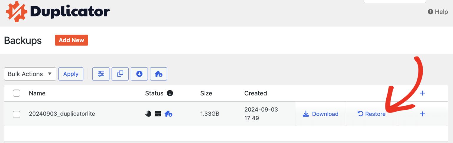 Restoring Your Backup - Duplicator