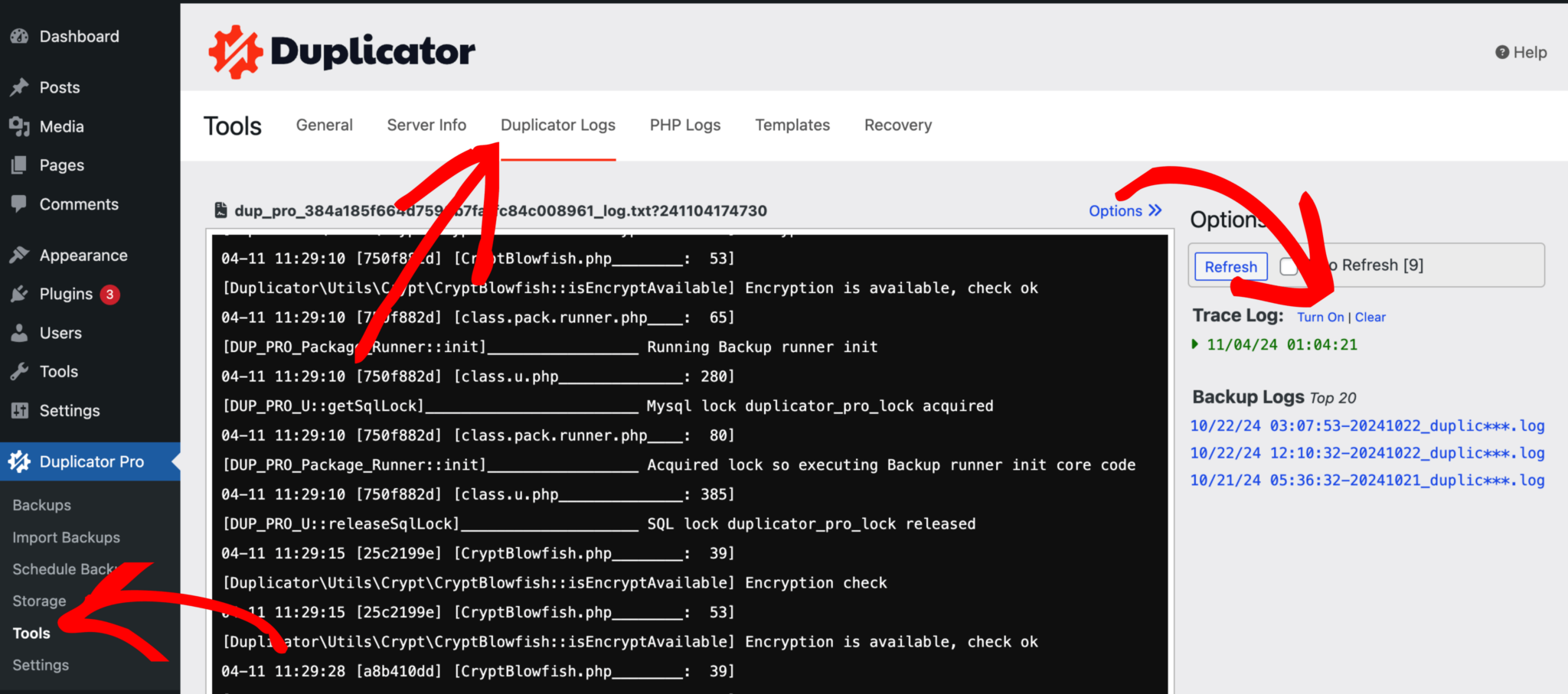 How do I read the package trace log? - Duplicator